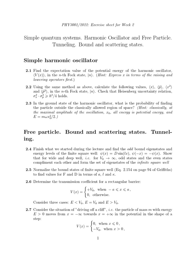 PHY3001 2022 Exercise 2 | PDF | Neutron | Quantum Mechanics