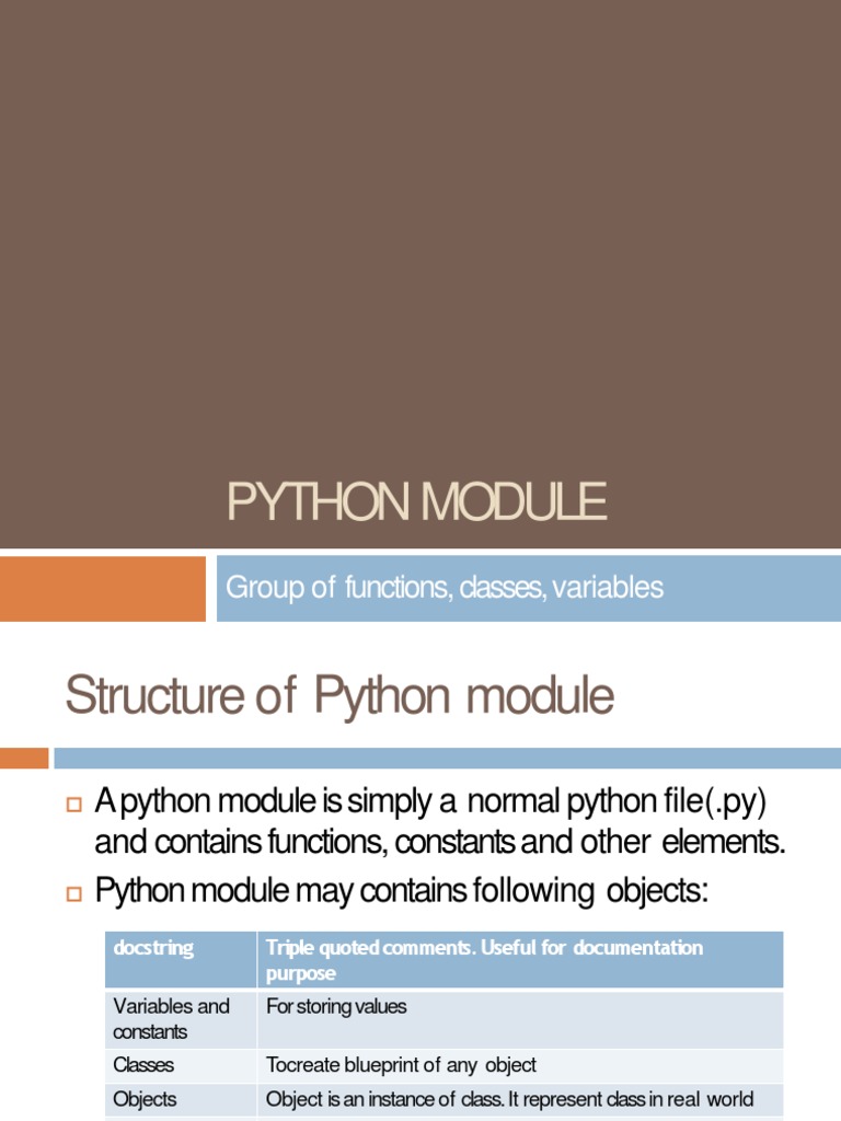 Python Modules: Structures, Functions and Applications | PDF