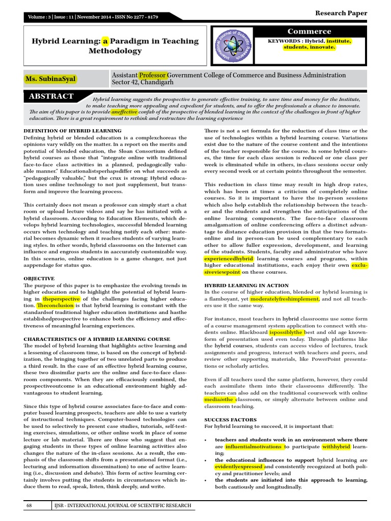 Published Hybrid Learning | PDF | Distance Education | Learning