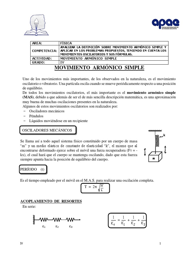 Movimiento Armónico Simple | PDF | Oscilación | Mecanica clasica