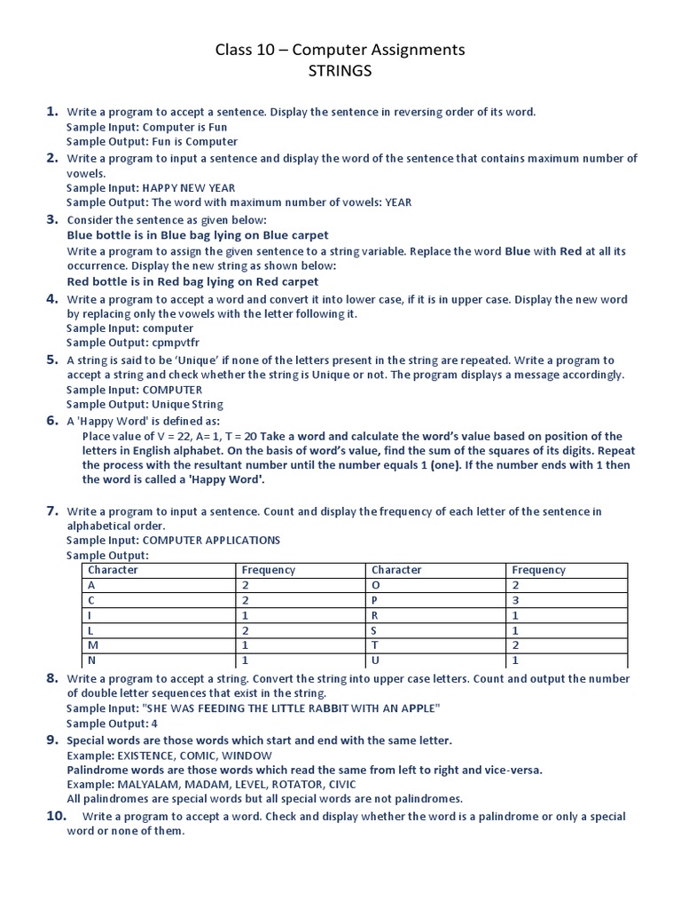 Class 10 PUJA ASSIGNMENT | PDF | String (Computer Science) | Numbers