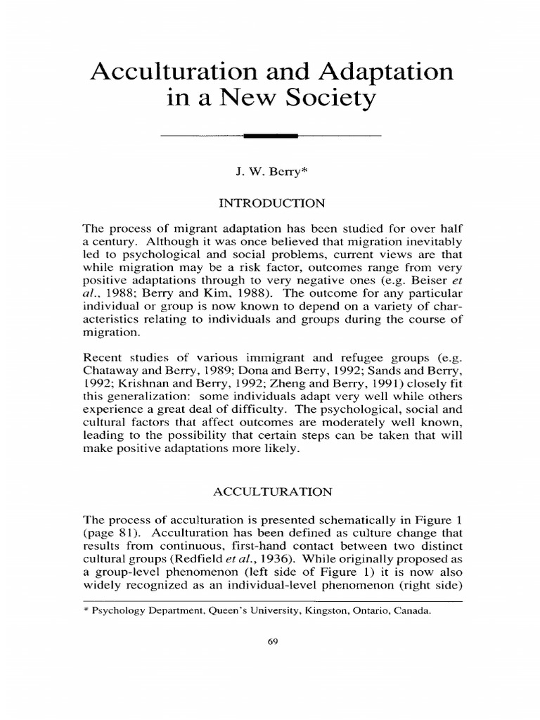 Berry 1992 | PDF | Stress (Biology) | Cultural Assimilation