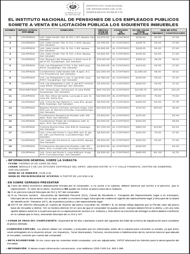 Inpep Subasta Publica | PDF