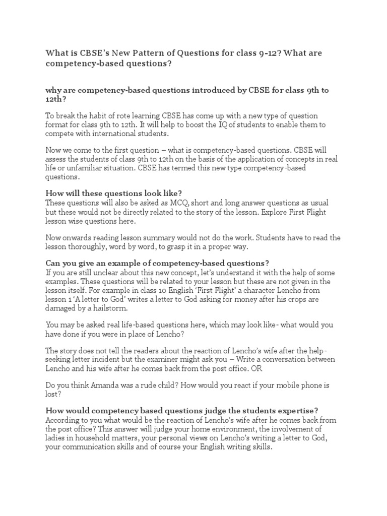 Competency Based Question | PDF | Cognition | Linguistics