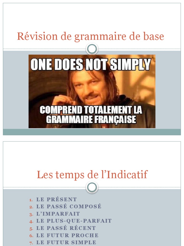 Révision de Grammaire de Base1 | PDF | Verbe | Conjugaison