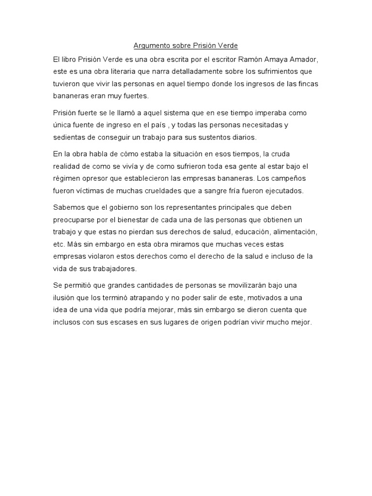 Argumento Sobre Prisión Verde | PDF