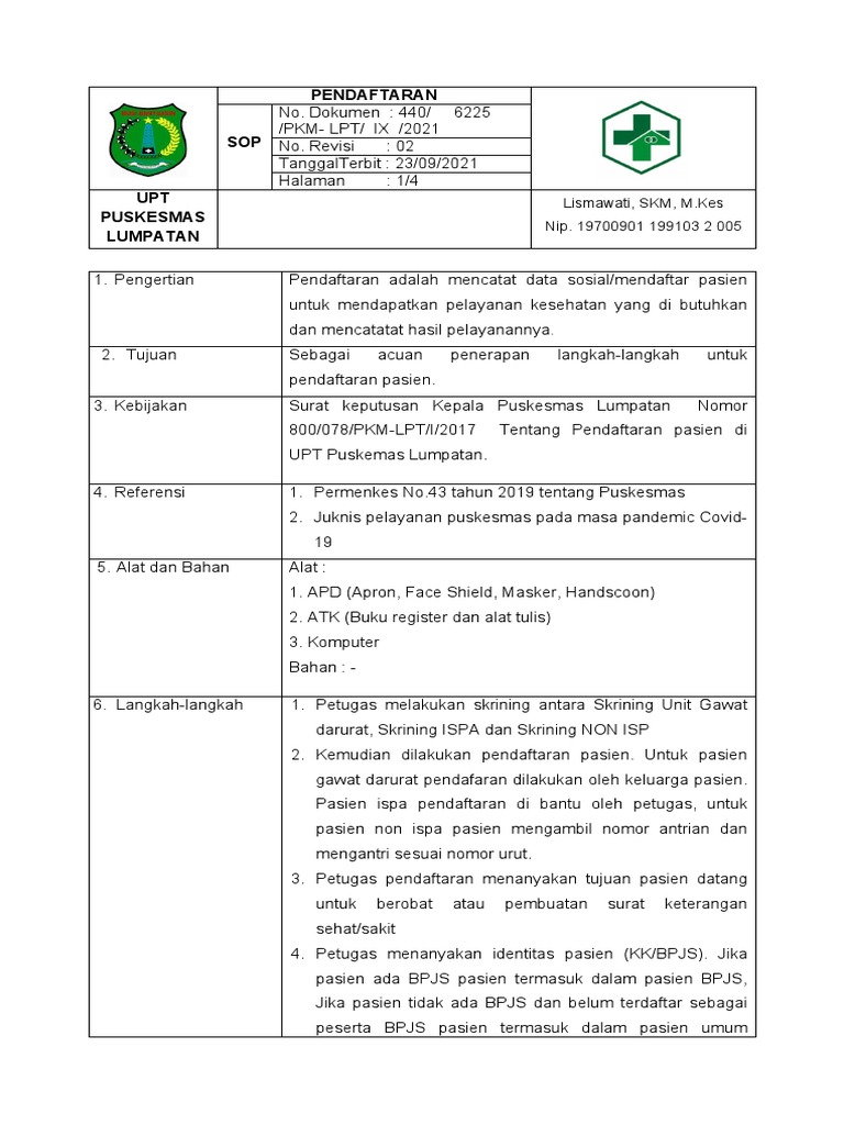 Sop Baru Alur Pendaftaran | PDF