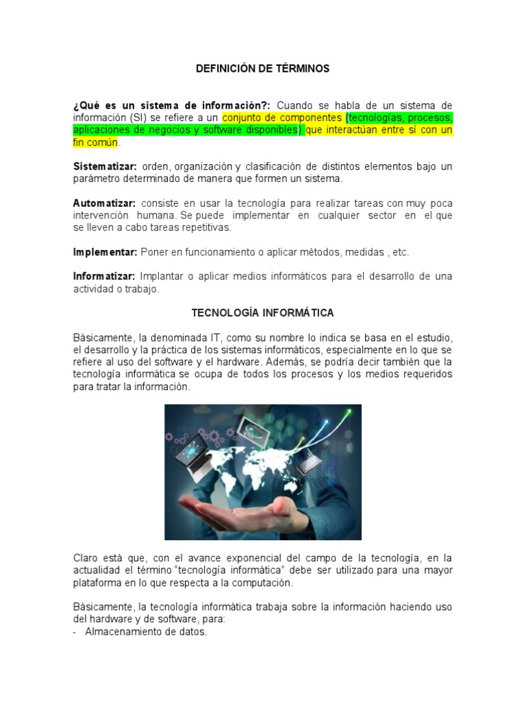 Definición de términos clave y evolución de los sistemas de información ...