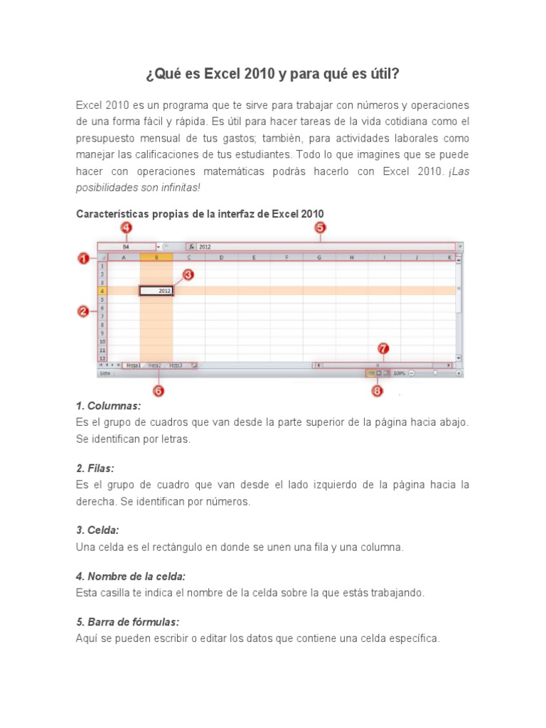 Qué Es Excel 2010 y para Qué Es Útil | PDF | Hoja de cálculo ...