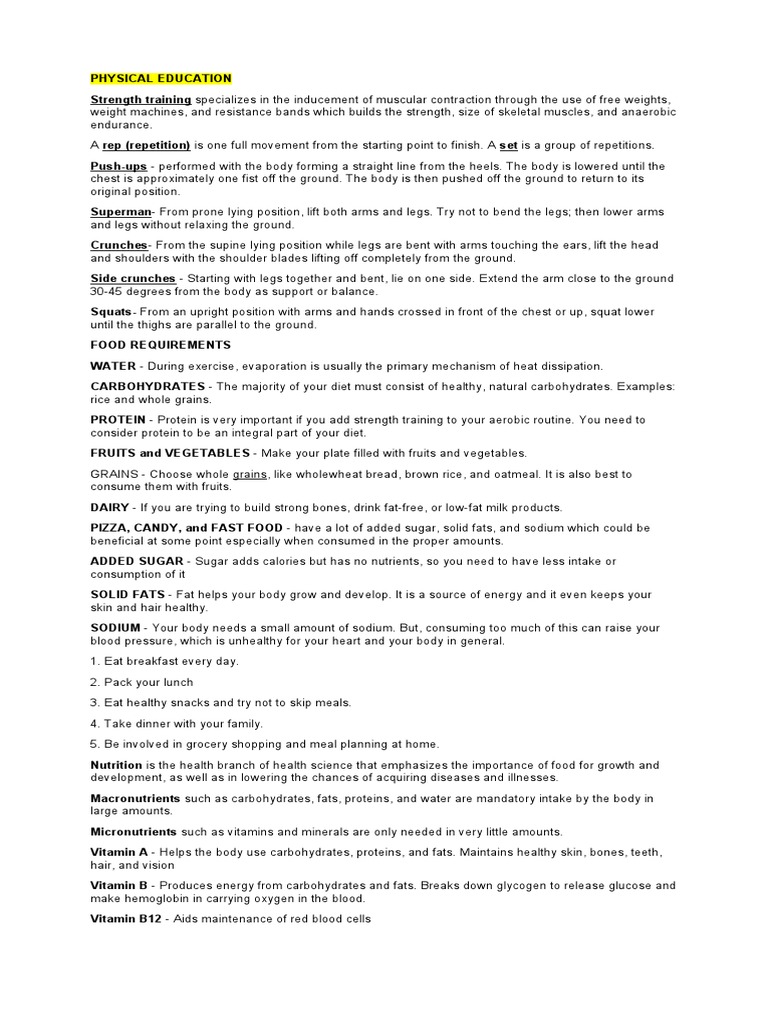 Notes Mapeh 1st Quarter | PDF | Health Care | Health Professional
