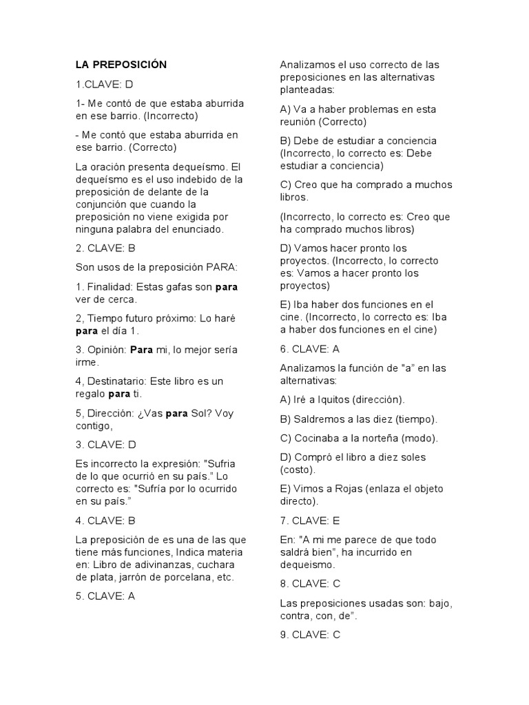 La Preposición - Conjunción - Respuesta Con Porque | PDF | Lingüística ...