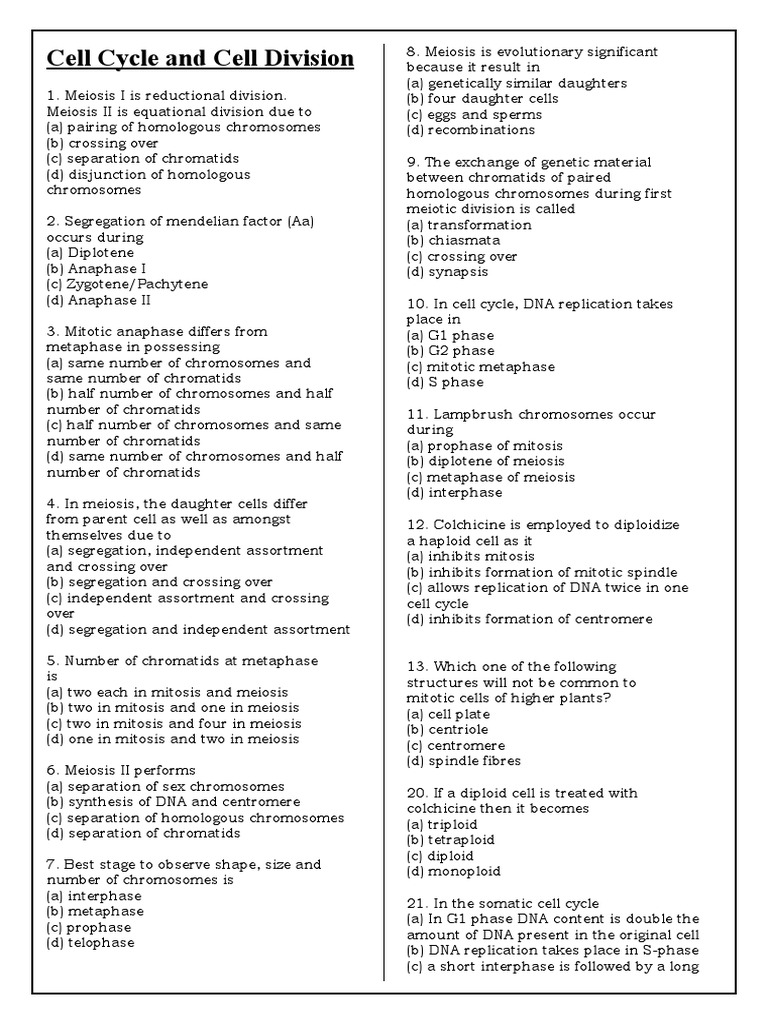 Cell Cycle and Cell | PDF | Meiosis | Mitosis