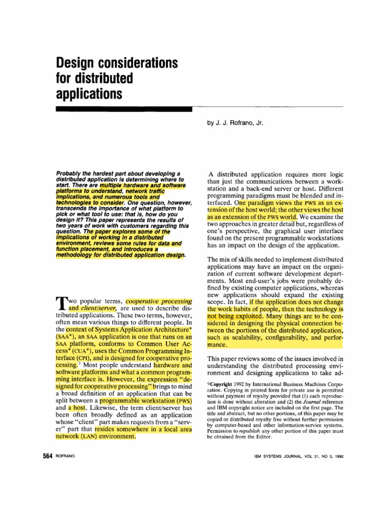Design Considerations For Distributed Systems | PDF | Computer Network | Application Software
