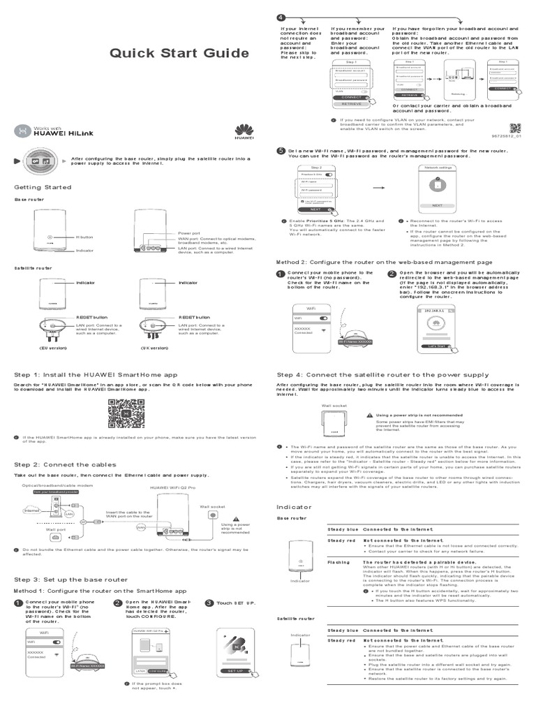 HUAWEI WiFi Q2 Pro Quick Start Guide - (WS5280-21&PT8020-21,01, EN) | PDF | Wi Fi | Computer Network
