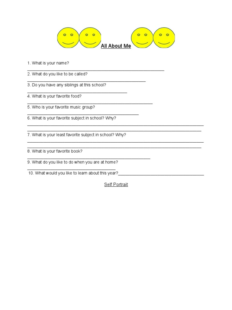 All About Me Survey | PDF | Self-Improvement | Wellness