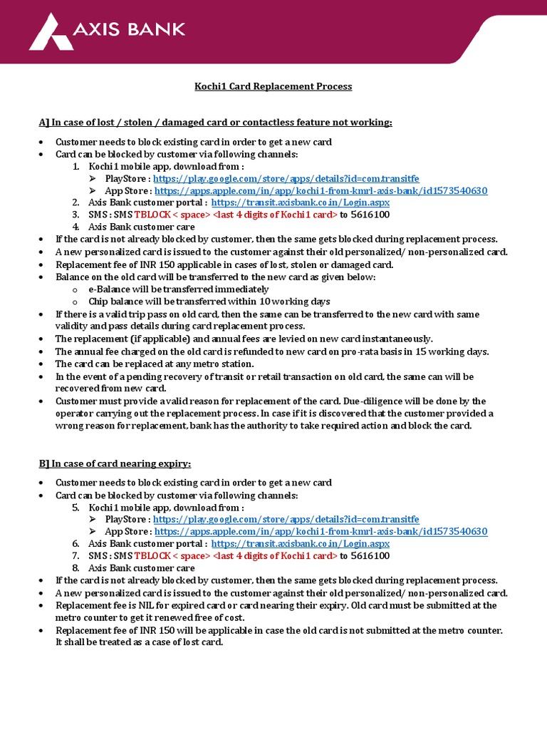 Kochi1 Card Replacement Guide | PDF | Fee | Google Play