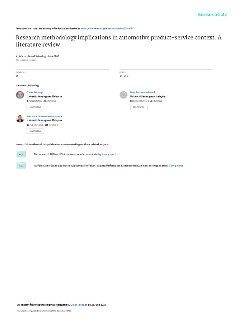 Research Methodology Implications in Automotive Product-Service Context ...