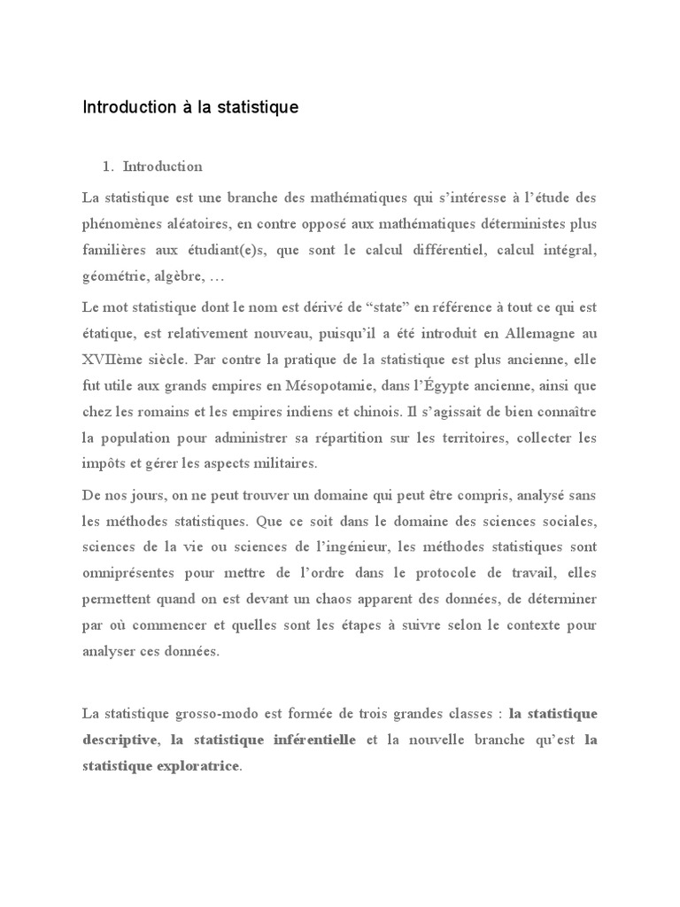 Introduction à la statistique | PDF | Statistiques | Moyenne