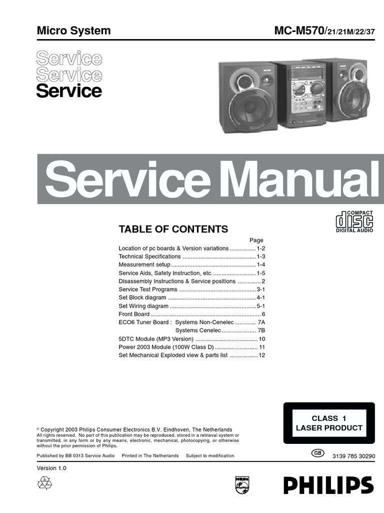 Philips MC M570 Service ID4060 | PDF | Signal To Noise Ratio | Distortion