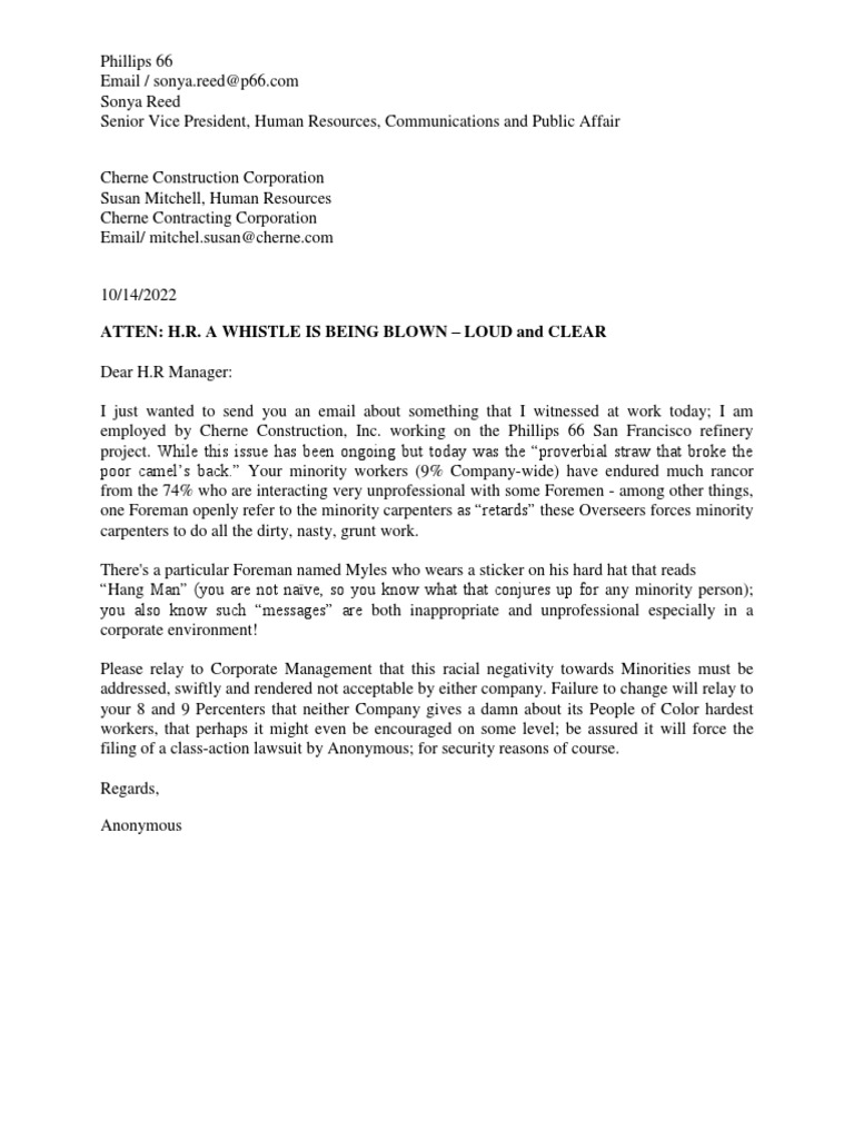 Whistle Blower Email FN | PDF | Politics | Social Science