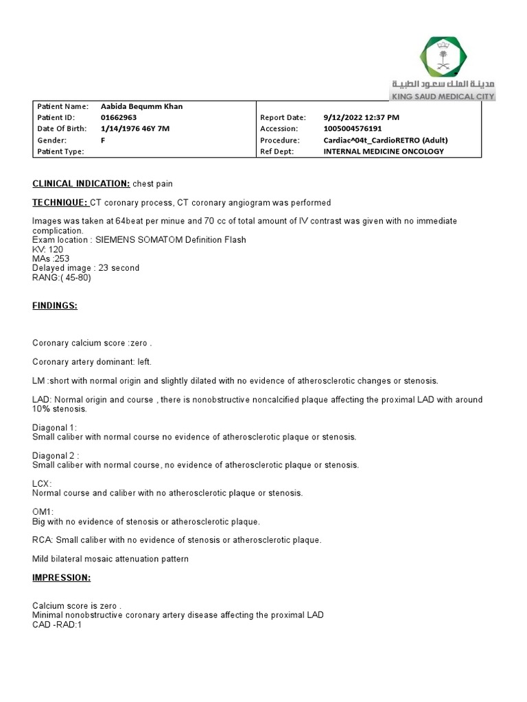 CT Scan Report Reading | PDF