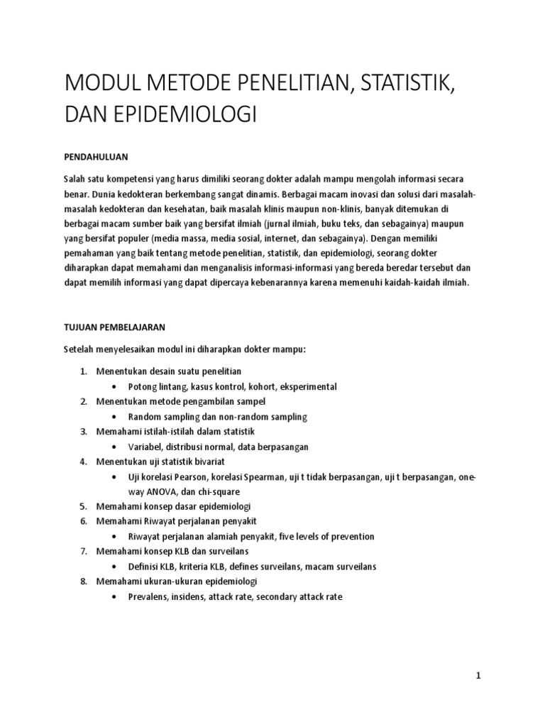 Modul Penelitian & Statistik Medis | PDF