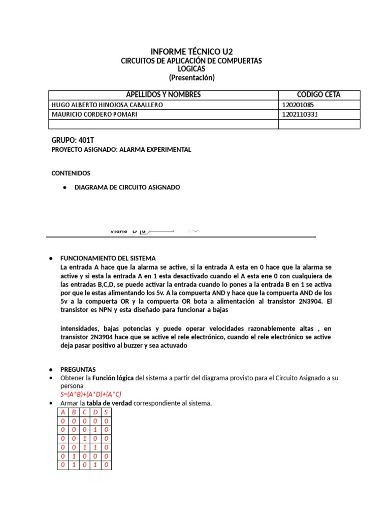 Informe Tecnico U2 Hugo Cordero | PDF Informe Tecnico U2 Hugo Cordero | PDF