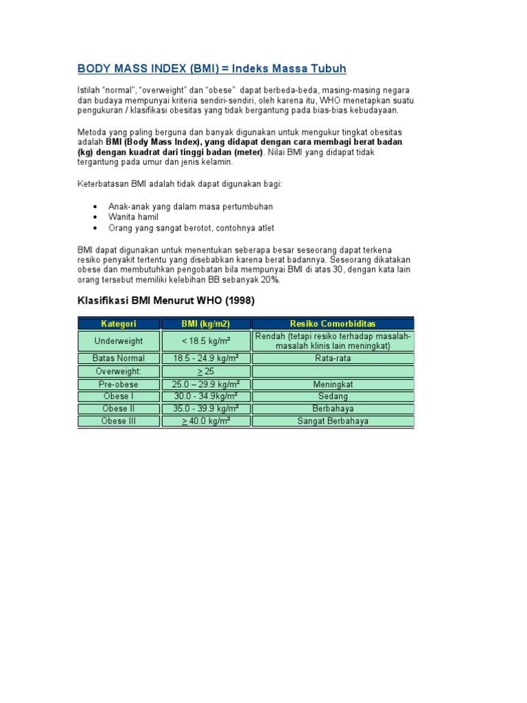 Body Mass Index | PDF