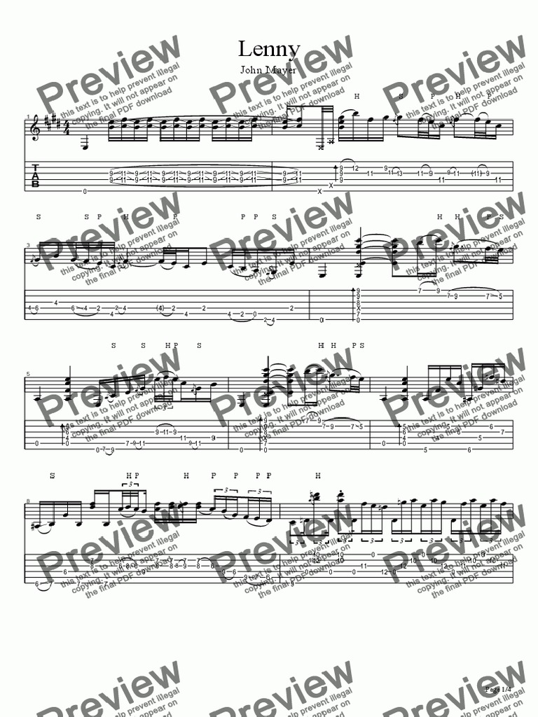 Lenny John Mayer Tab Con Marca de Agua | PDF