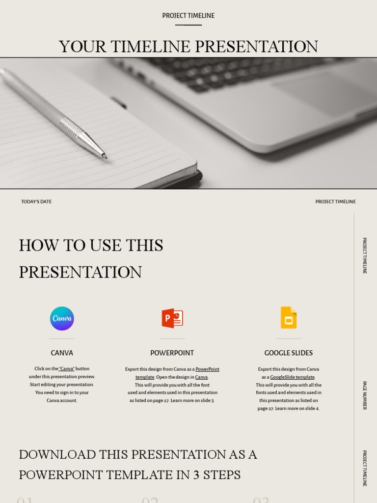 Beige and Black Simple & Modern Project Timeline Presentation | PDF ...