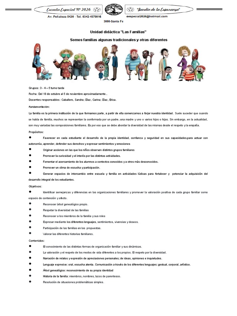 Unidad Didáctica - Las Familias | PDF
