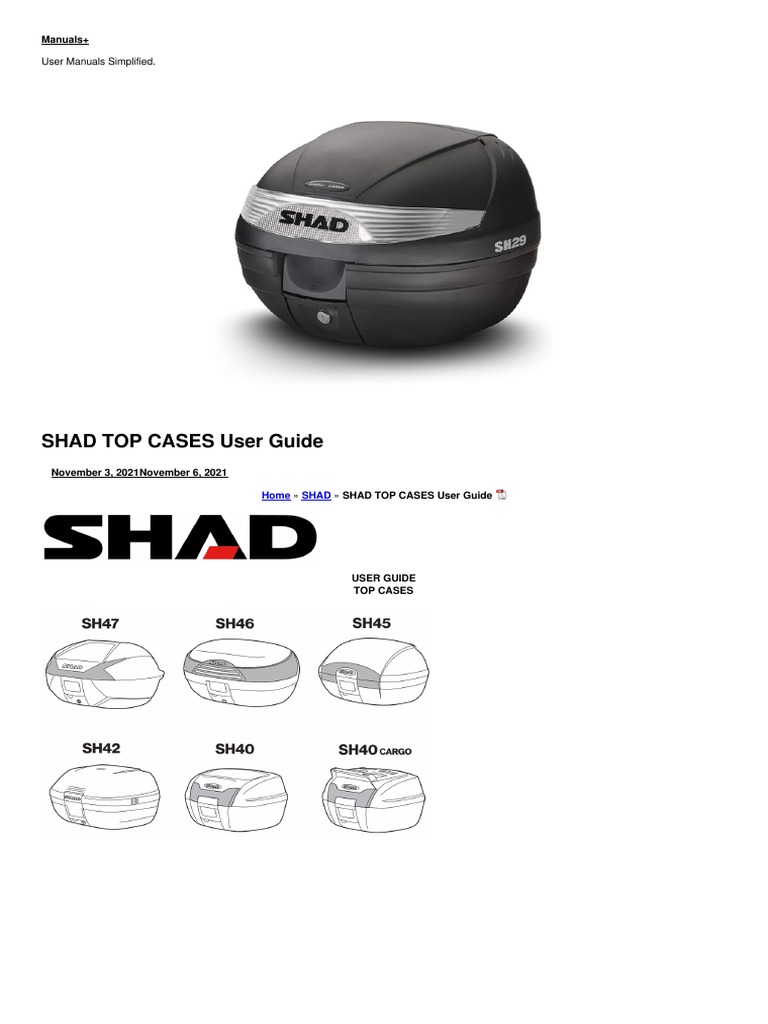 Shad SH40 Manual Usuario | PDF | Manufactured Goods