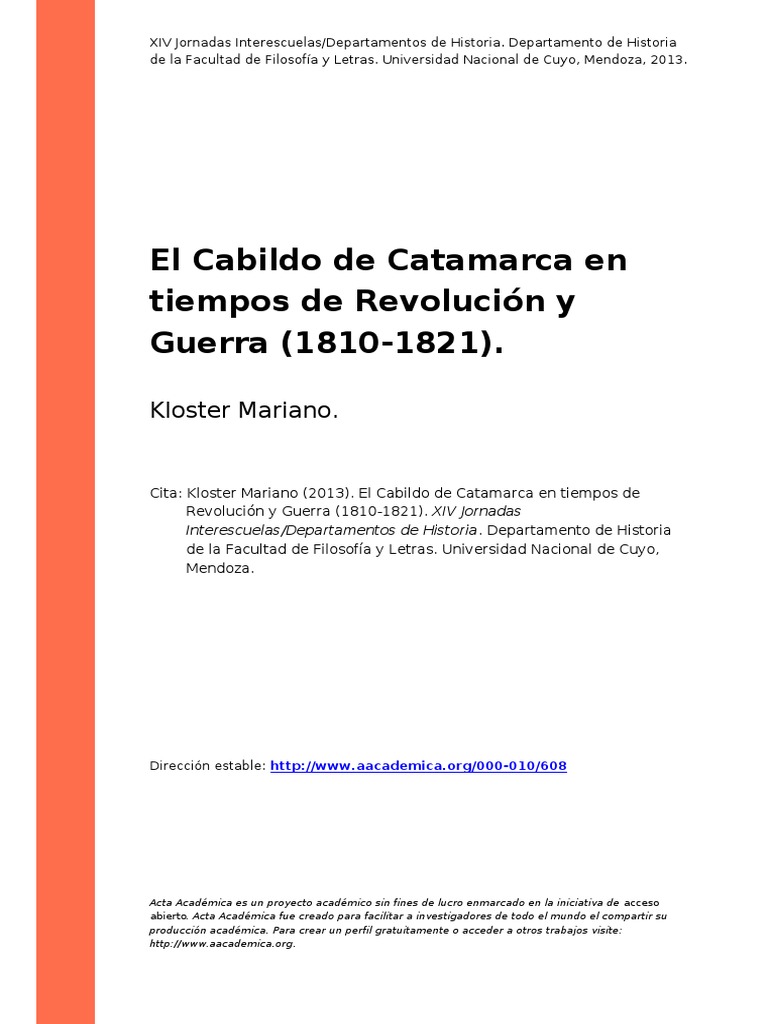 El Cabildo de Catamarca en Tiempos de Revolucion y Guerra (1810-1821 ... El Cabildo de Catamarca en Tiempos de Revolucion y Guerra (1810-1821 ...