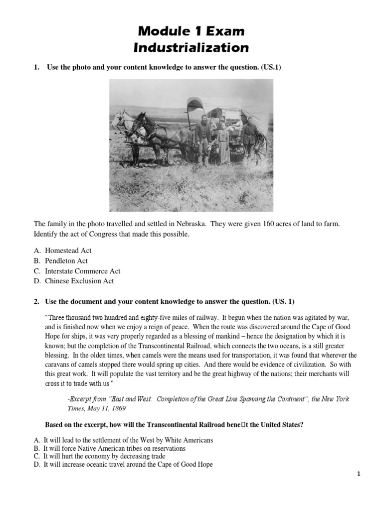 Module 1 Exam Industrialization: 1. Use The Photo and Your Content ...