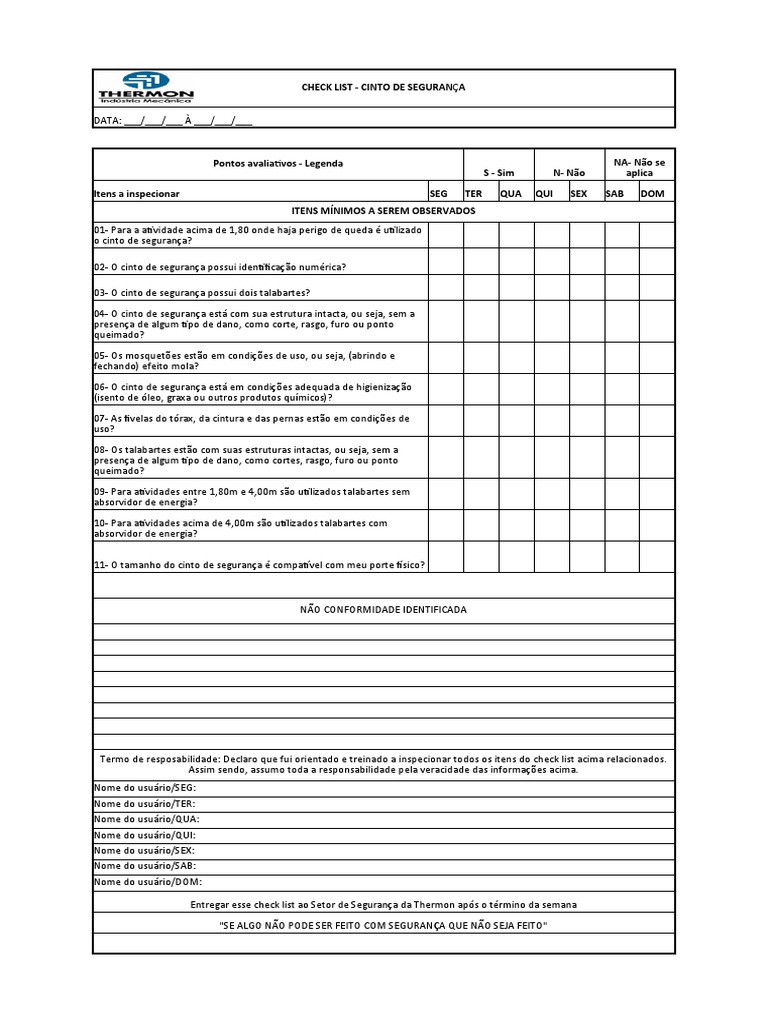 Check List para Escada Plataforma | PDF