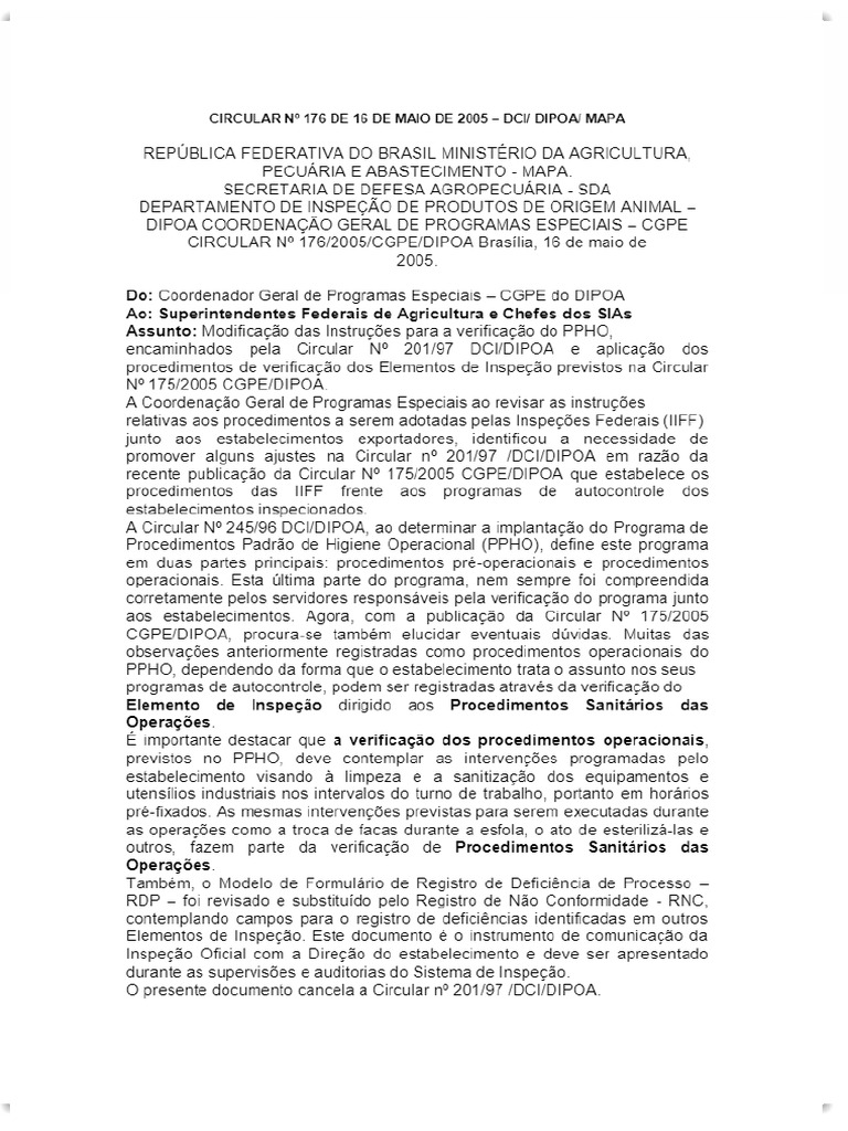 Circular MAPA 176.2005 | PDF Circular MAPA 176.2005 | PDF