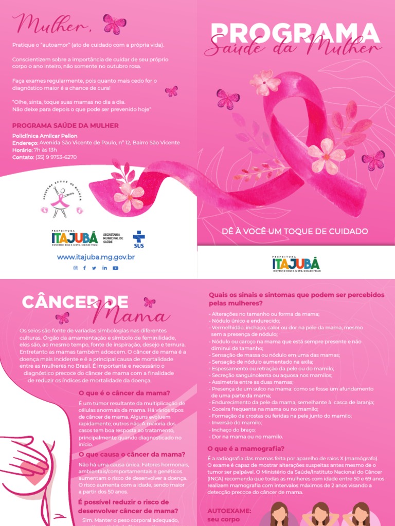 Folder Outubro Rosa Cancer Mama | PDF | Câncer de mama | Especialidades ...
