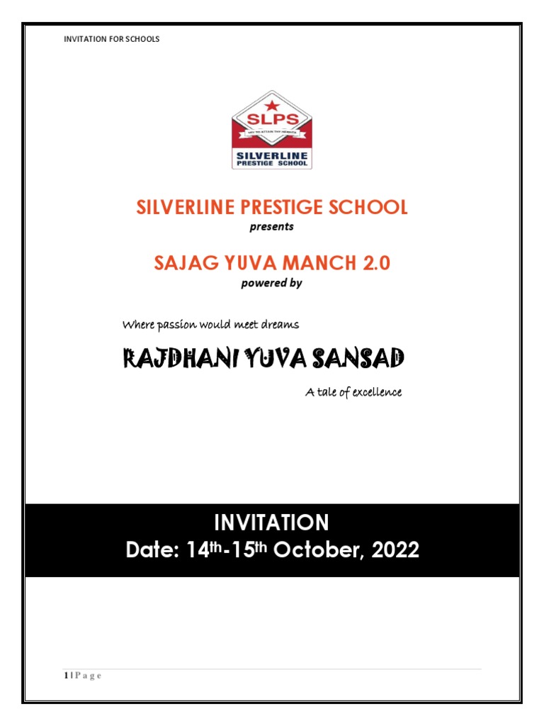 Invitation For Schools - SAJAG 2.0 | PDF