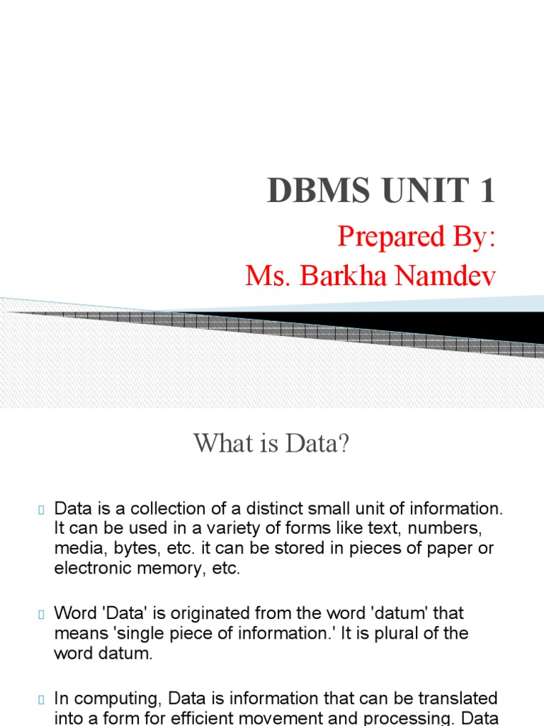 DBMS Unit 1 | PDF | Databases | Relational Database DBMS Unit 1 | PDF | Databases | Relational Database