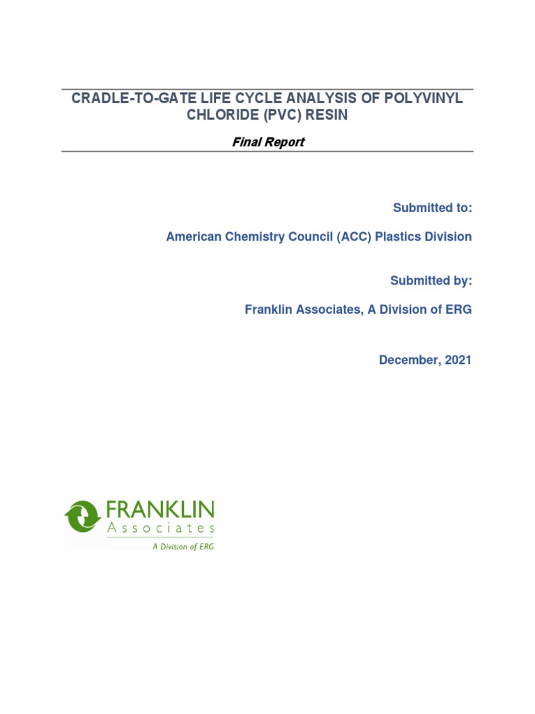 Cradle To Gate Life Cycle Analysis of Polyvinyl PVC Resin | PDF | Life ...