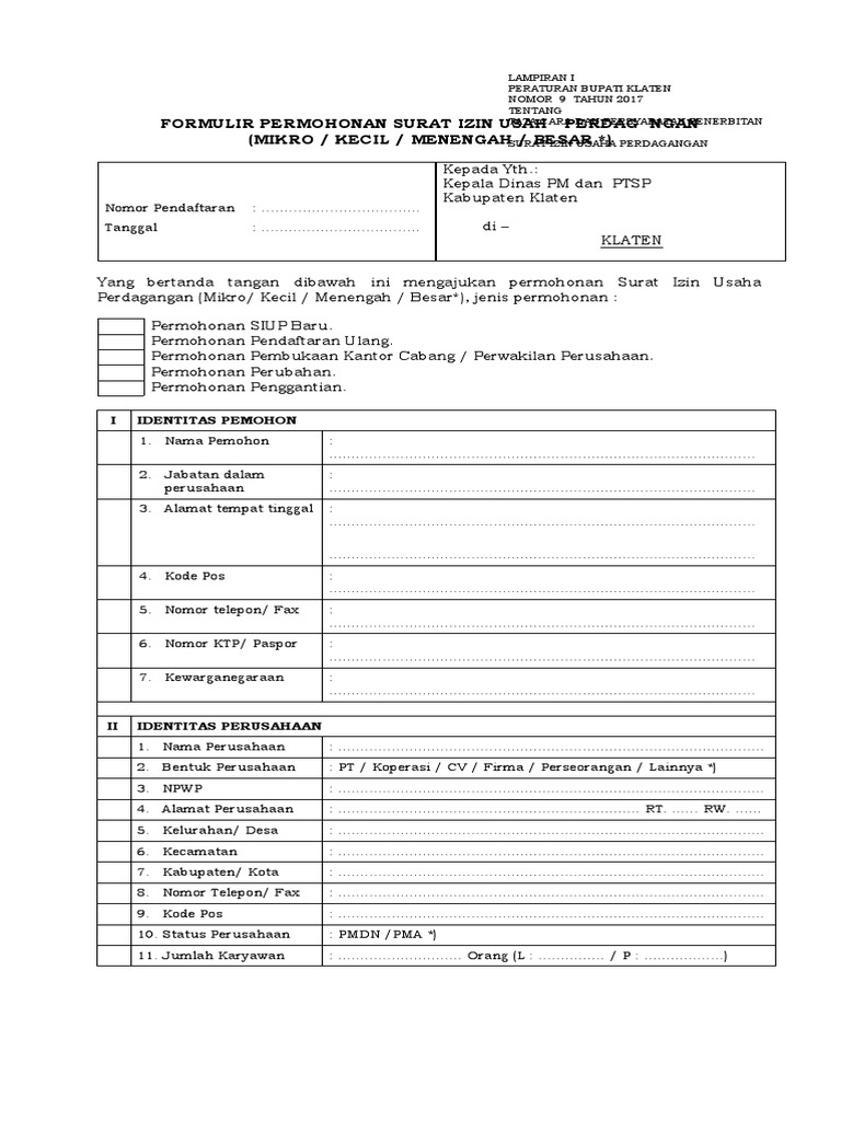 Lampiran Form SIUP Fix | PDF