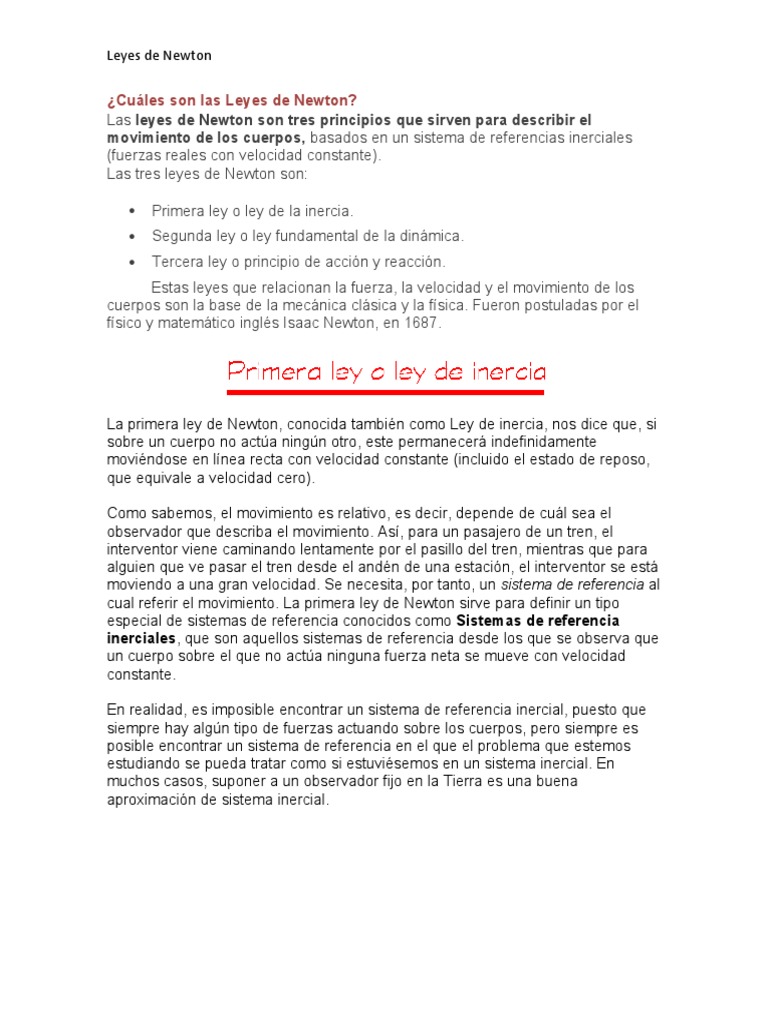 Leyes de Newton: Principios y Ejemplos | PDF | Las leyes del movimiento ...