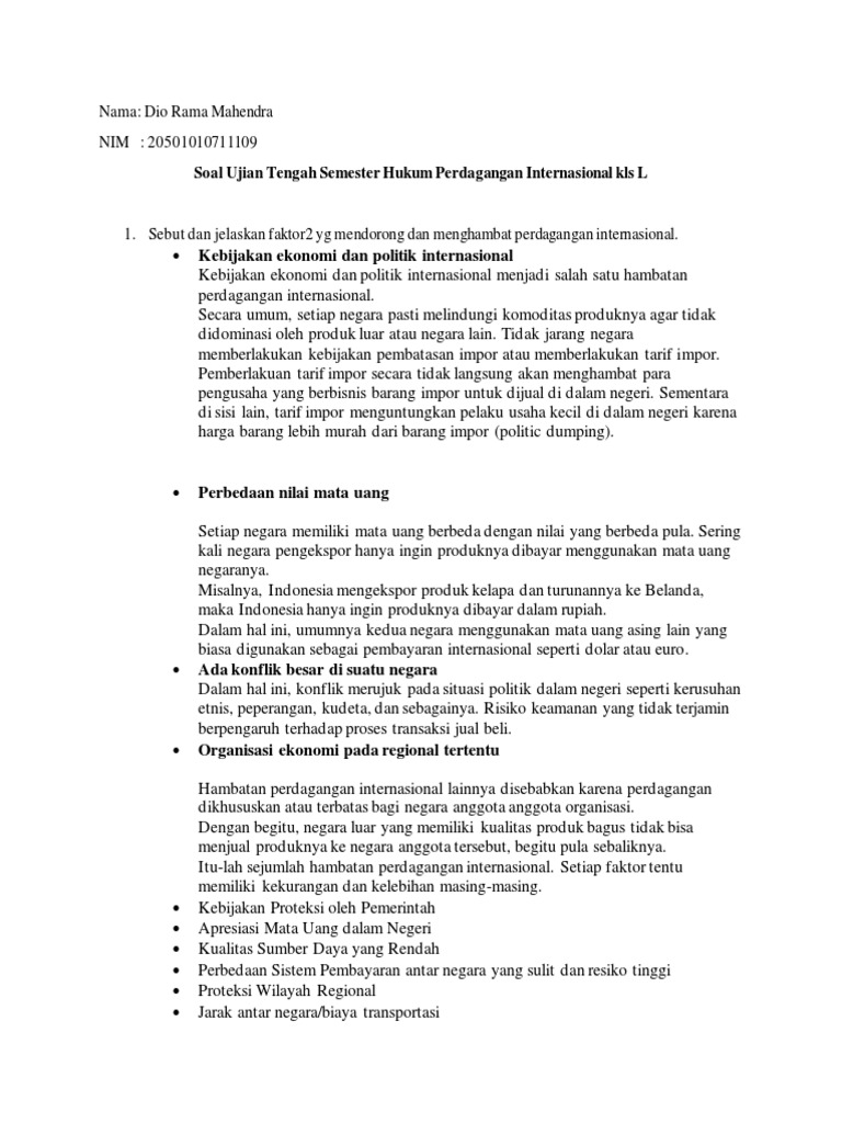 Uts Perdagangan Internasional | PDF | Hukum