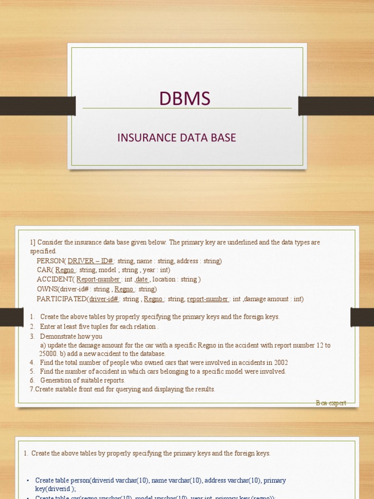 DBMS Insurance Database | PDF | Databases | Information Technology