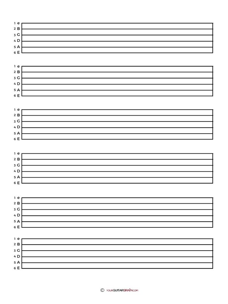 Free-Blank-Tablature-Paper 2102 YourGuitarBrain - Com | PDF