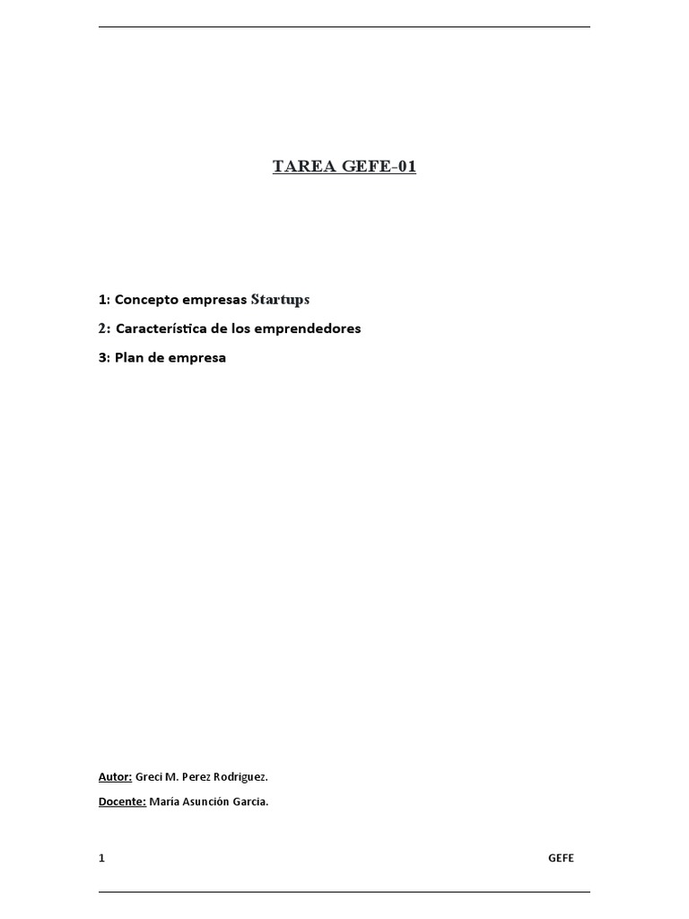 Detalles de La Tarea Gefe | PDF | Empresa de inicio | Pequeñas empresas y emprendedores