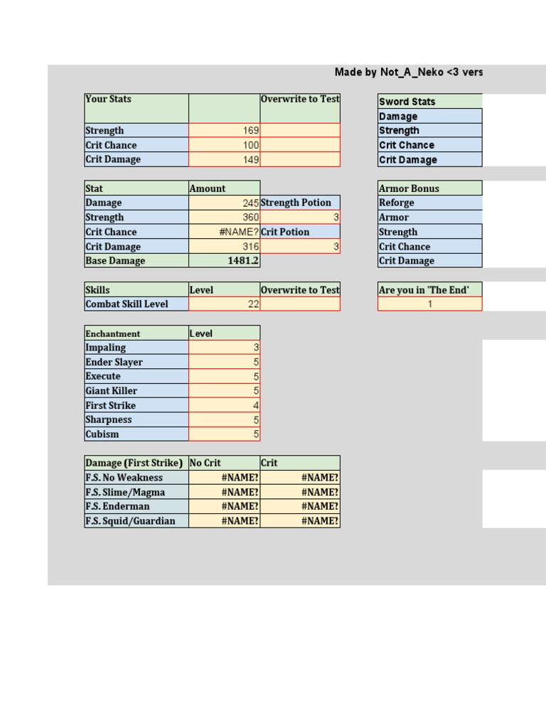 Melee Damage Calculator (Hypixel Skyblock) - Public | PDF | Role Playing Games