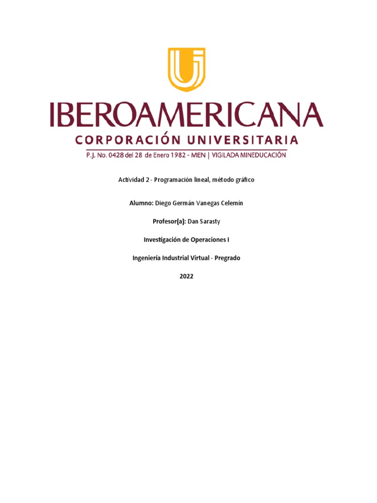 Actividad 2 Programaci N Lineal M Todo GR Fico | PDF | La investigación ...