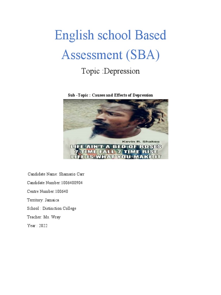 English SBA | PDF | Depression (Mood) | Loneliness