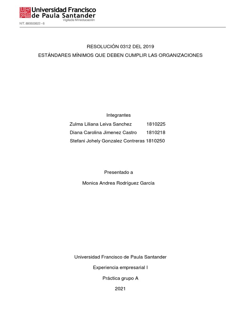 Mapa Conceptual Resolución 0312 Del 2019 | PDF | Asistencia sanitaria preventiva | Ciencias de ...